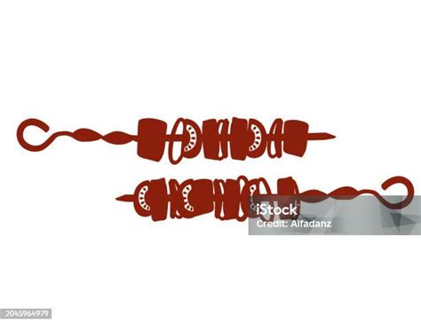 꼬치에 구운 케밥 바베큐 구운 음식 벡터 일러스트 레이 션 흰색 바탕에 고기에 대한 스톡 벡터 아트 및 기타 이미지 고기