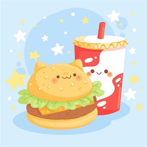 Mão Desenhada Coleção De Comida Kawaii Vetor Grátis