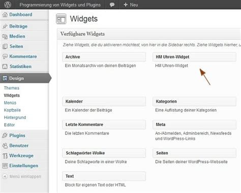 Kleine Anleitung für Installation eines Widgets bei WordPress