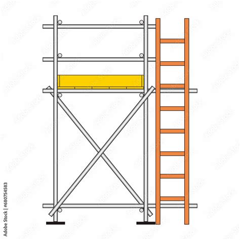 Poster Side View Of Tubular Scaffolding System Vector Illustration