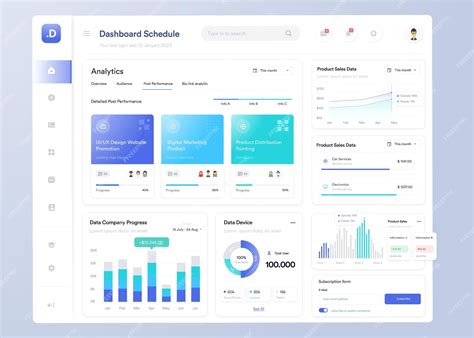 Premium Vector Ui Ux Infographic Dashboard Ui Design With Graphs Charts And Diagrams Web