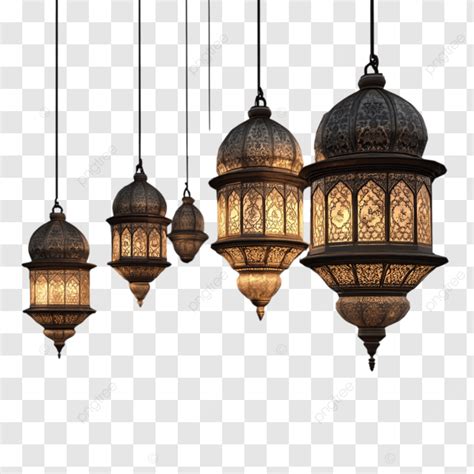 라마단과 Eid 축하 행사를위한 전통적인 랜턴 세트 전통 등불 교수형 장식 라마단 축제 Png 일러스트 및 이미지 에 대한