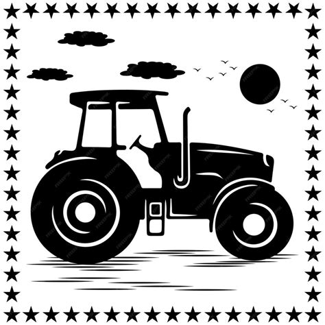 Tractor Silueta Ilustraciones Icono De Silueta De Tractor De Granja