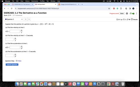 Solved Question Suppose That The Position Of A Particle Is Chegg