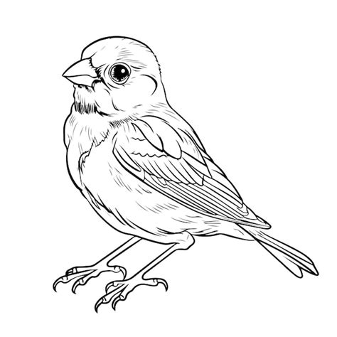 Desenho Simples Crianças Livro De Colorir Desenho Animado De Um Pardal Pássaro Bonito Vetor