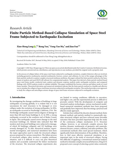 Pdf Finite Particle Method Based Collapse Simulation Of Space Steel