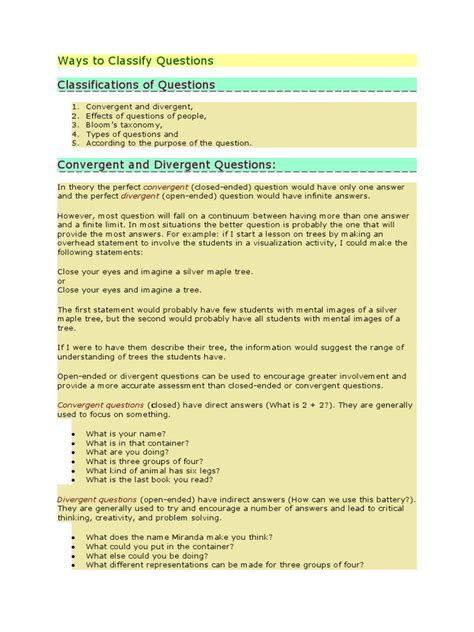 Ways To Classify Questions Pdf Question Curiosity