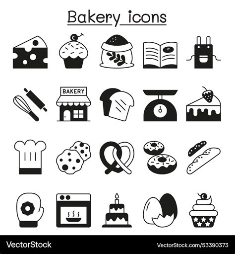 Bakery Icons Set Graphic Design Royalty Free Vector Image