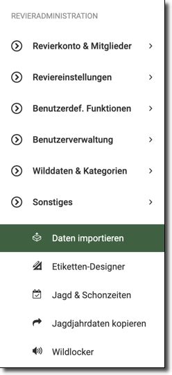Daten Importieren Revierwelt Hilfe Center