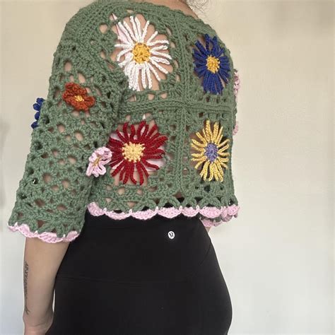 Handmade Crochet Granny Square Top •made With 100 Depop