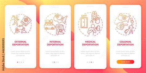 Deportation Types Red Onboarding Mobile App Page Screen Immigration