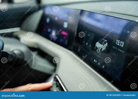 electronic control panel of a modern car stock image image of