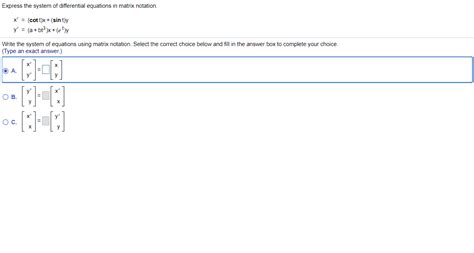 solved express the system of differential equations in