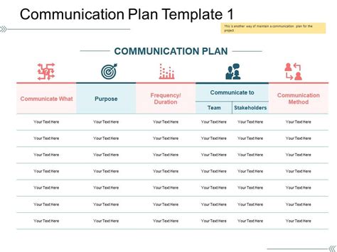 Communication Plan Template 1 Ppt Design PowerPoint Presentation