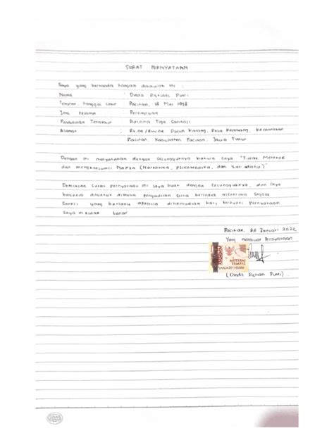 Surat Pernyataan Tidak Terikat Kontrak Pdf