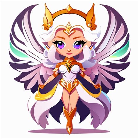 전체 몸 마스코트 스타일 요정 캐릭터 앞면 ⁇ 색 배경 ⁇ 터 일러스트레이션 프리미엄 벡터