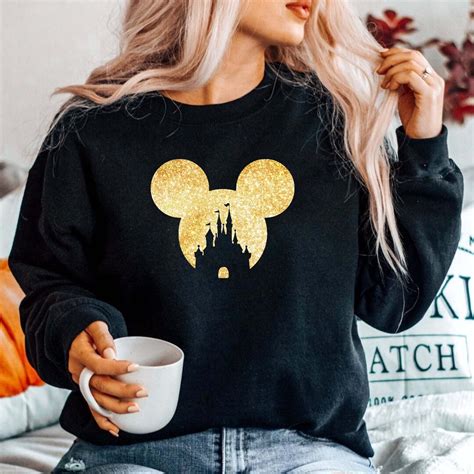 Mickey Castle Sweatshirt Disney Sweatshirt Glitter Mickey Etsy
