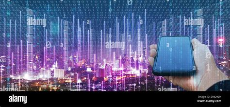 information technology concept a man s hand uses a smartphone to