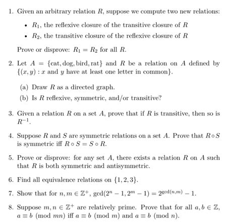 Solved 1 Given An Arbitrary Relation R Suppose We Compute Chegg Com