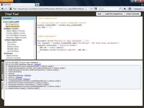 Oakleaf Systems Testing Indexeddb With The Trial Tool Web App And