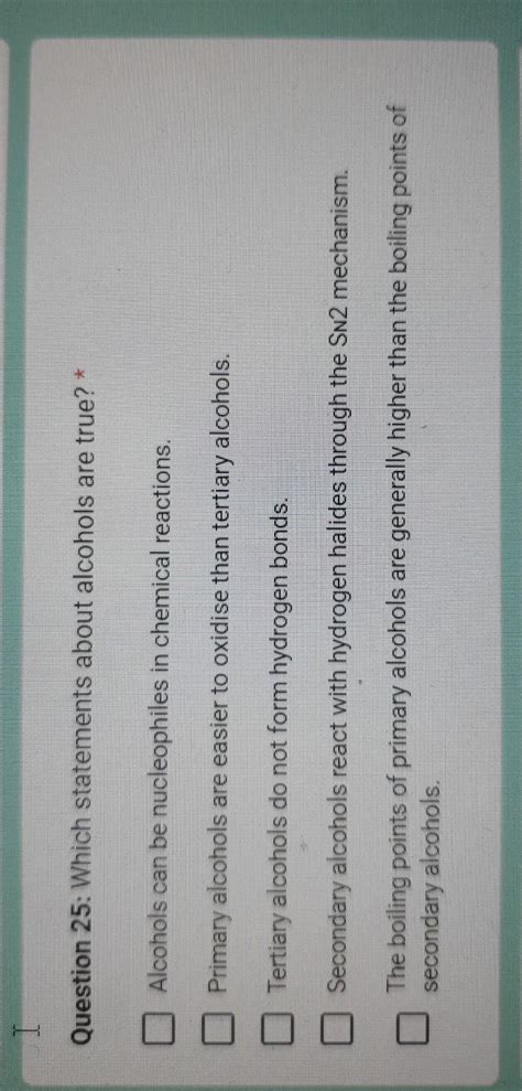 Solved Question Which Statements About Alcohols Are Chegg