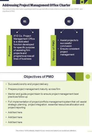 Project Management Playbook Addressing Project Management One Pager