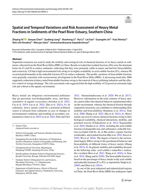 Spatial And Temporal Variations And Risk Assessment Of Heavy Metal Fractions In Sediments Of The