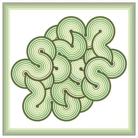 An Abstract Pattern Of Overlapping Spirals In Varying Shades Of Green