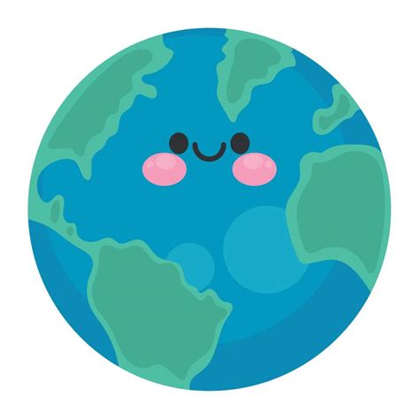 Planeta Tierra Personaje Kawaii Vector En Vecteezy