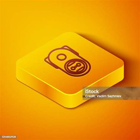 주황색 배경에 격리된 등색 선 전기 콘센트 아이콘 전원 소켓 로제트 기호 노란색 정사각형 버튼입니다 벡터 일러스트레이션 0명에