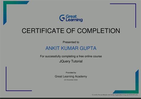 ankit kumar gupta on linkedin certificate jquery coder