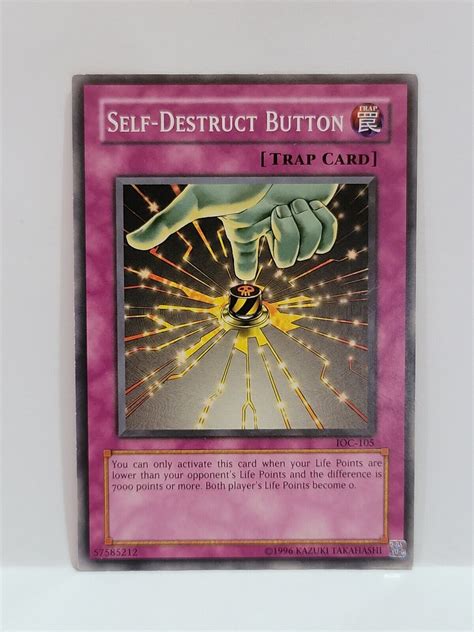 Yugioh Self Destruct Button Common Light Played Values Mavin