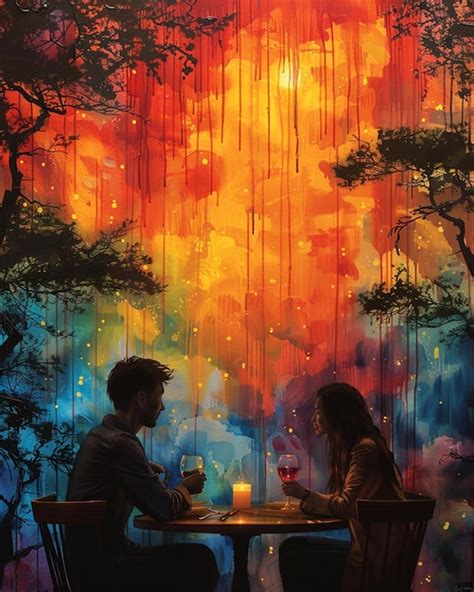 Premium Photo Two People Sharing A Romantic Dinner At Background