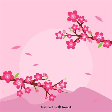손으로 그린 벚꽃 배경 무료 벡터
