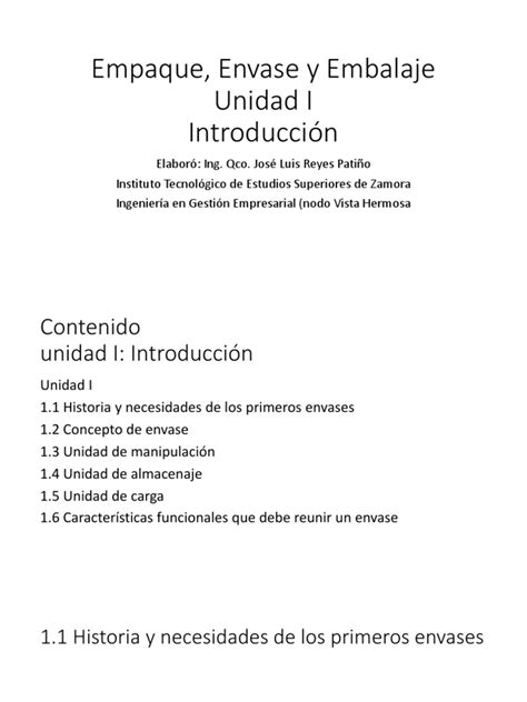 Empaque Envase Y Embalaje Unidad I Pdf Lentes