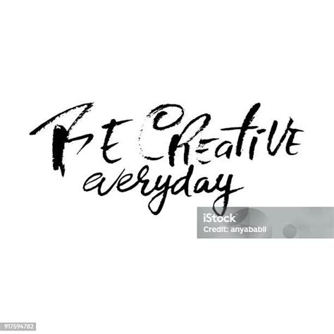 창의적인 매일 수 있습니다 핸드 드라이 브러쉬 동기 글자를 그려 잉크 그림입니다 현대 달 필 구입니다 벡터 일러스트입니다 건조한에 대한 스톡 벡터 아트 및 기타 이미지