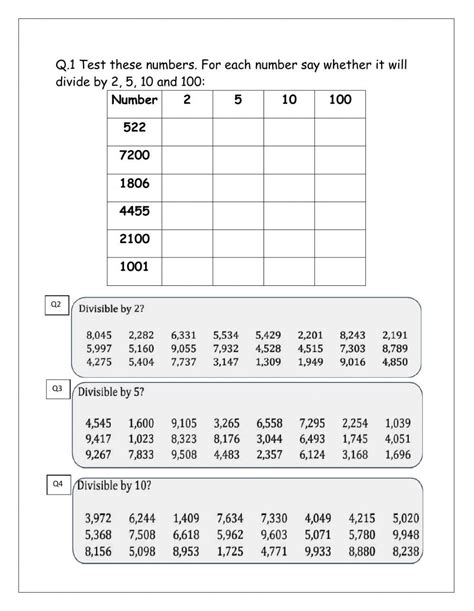 Divisibility Rules Live Worksheet