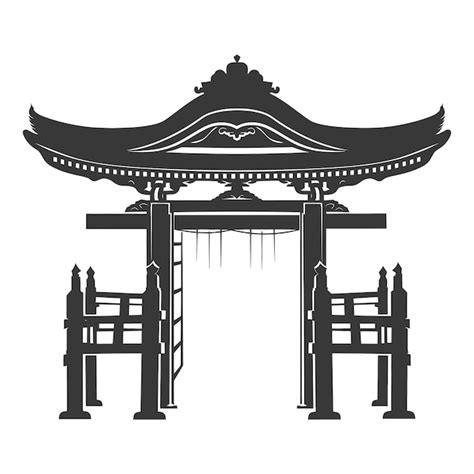 Silhouette Porte Traditionnelle Japonaise Couleur Noire Seulement