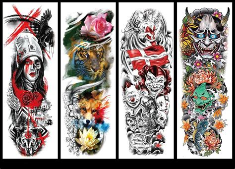 Buy Full Arm Temporary Tattoo 4 Large Temporary Tattoo Transfer