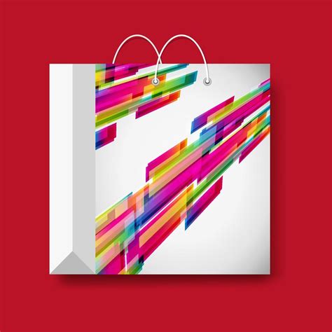 Shopping Paper Bag Vector Marketing Symbol Isolated On A Red