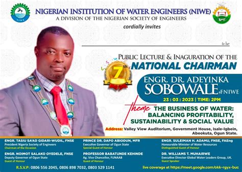 Water Engineers Sets To Unveil Dr Adeyinka Sobowale As 7th National