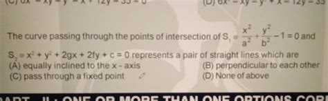 the curve passing through the points of intersection of s {1} frac{x {2}