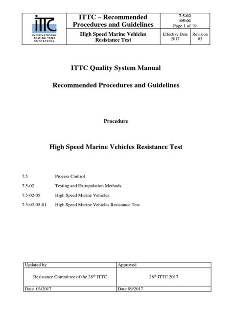 Ittc 75 02 05 01 Pdf Calibration Drag Physics
