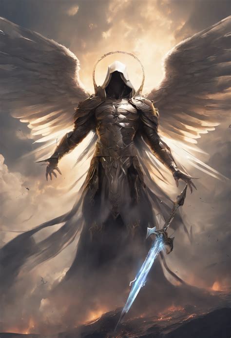 The Image Of Gods Angles Standing In Heel With A Sword In Hand Angel In Heel Archangel
