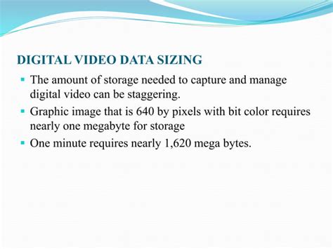 Digital Video Data Sizing And Object Based Animation Pptx