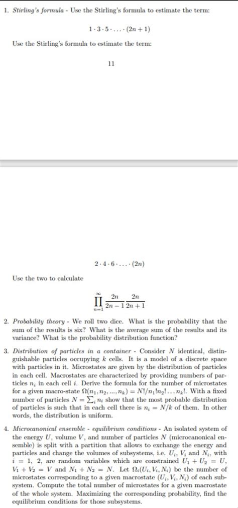 Solved Stirling S Formula Use The Stirling S Formula To Chegg