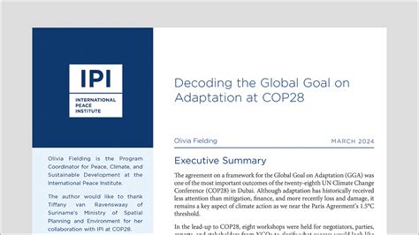Decoding The Global Goal On Adaptation At Cop28 International Peace