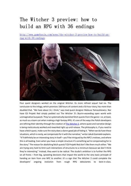 The Witcher 3 Preview How To Build An Rpg With 36 Endings