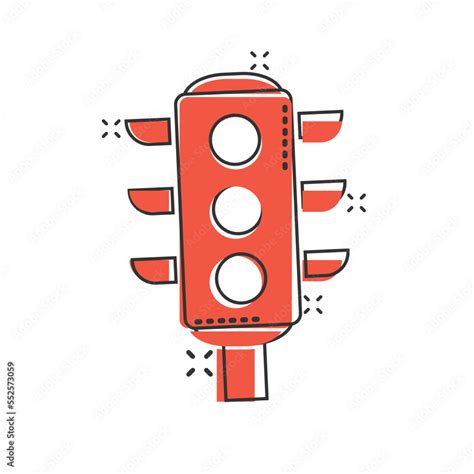 Semaphore Icon In Comic Style Traffic Light Cartoon Vector