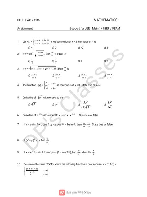 Differentiation Assignment Pdf Geometric Measurement Special Functions